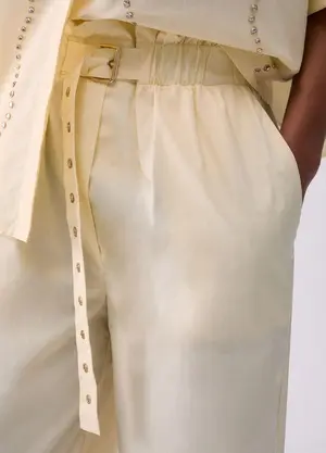 Liu Jo Belted Paperbag Waist Slim Leg Trousers - Yellow