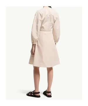 Moncler Pleated Poplin Midi Dress - Light Beige