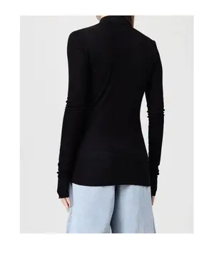 ENTIRE STUDIOS Long Sleeve Knit Polo Top - Black