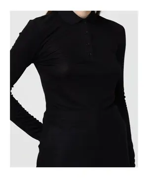 ENTIRE STUDIOS Long Sleeve Knit Polo Top - Black