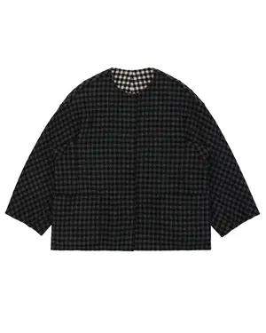 Max Mara Checked Double-sided Short Coat - Black
