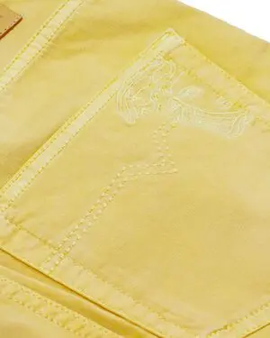 Versace Logo Straight Leg Jeans - Yellow