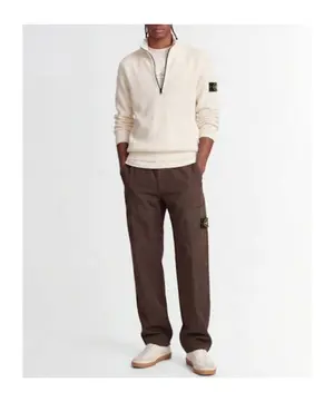 Stone Island Logo Cotton Half-zip Knit Sweater
