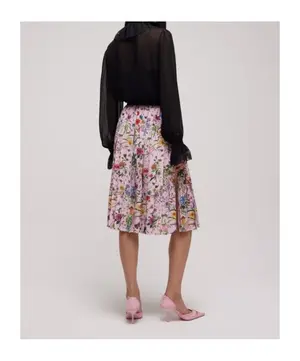 Gucci Pleated Silk Skirt With Flora Print