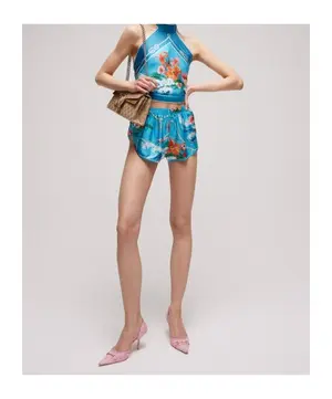 Gucci Printed Silk Twill Halter Neck Top - Multi-color