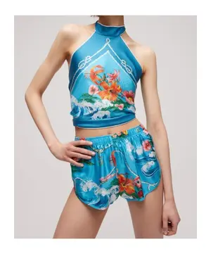 Gucci Printed Silk Twill Halter Neck Top - Multicolour