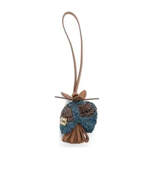 Miu Miu Flower Crochet Pendant With Logo Adornment