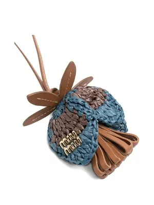 Miu Miu Flower Crochet Pendant With Logo Adornment