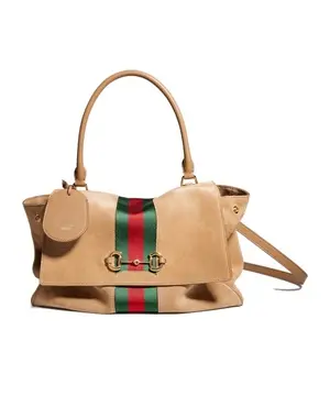 Gucci Gucci Medium Top Handle Bag With Horsebit Detail Sand-colored