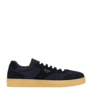 Prada Round Toe Lace-up Sneakers - Blue