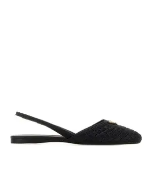 Prada Woven Slingback Ballet Flats - Black