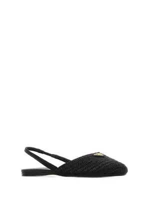 Prada Woven Slingback Ballet Flats - Black