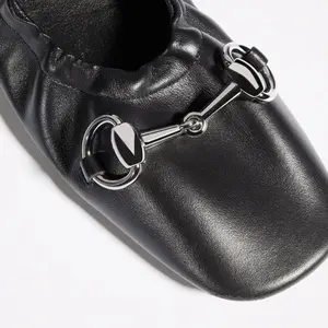 Gucci Horsebit Detailed Ballerina Flats - Black