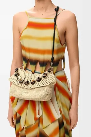 Loewe Medium Woven Raffia Bag With Detachable Strap - Natural