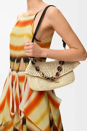 Loewe Medium Woven Raffia Bag With Detachable Strap - Natural