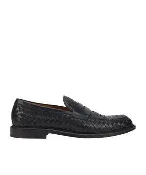 DOUCAL'S Woven Penny Loafers - Black