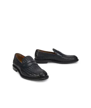 DOUCAL'S Woven Penny Loafers - Black