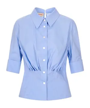 Marni Gathered Button-up Shirt - Blue