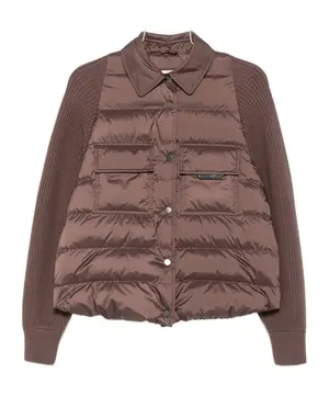 Brunello Cucinelli Brunello Cucinelli Quilted-Panel Knit-Sleeve Jacket No