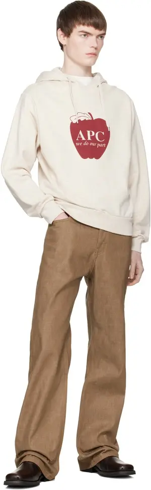 A.p.c. Logo Printed Drawstring Hoodie - Nude