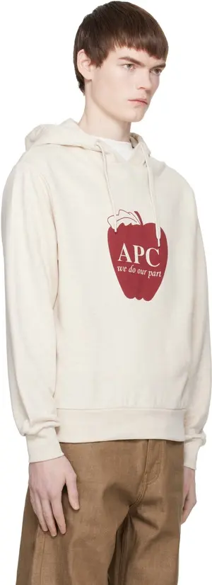 A.p.c. Logo Printed Drawstring Hoodie - Nude
