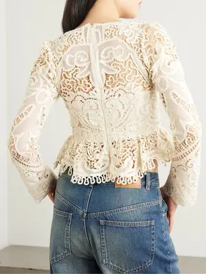 Sea Lace Top With Scalloped Edges And Lotus Leaf Waist