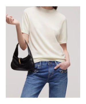 Gucci Fine Knit Crewneck Top With Embroidered Crest