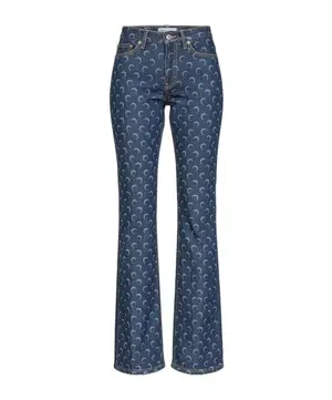 MARINE SERRE Moon Print Bootcut Jeans - Midnight Blue