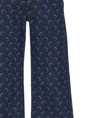 MARINE SERRE Moon Print Bootcut Jeans - Midnight Blue