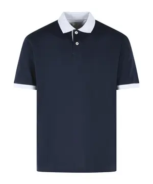 Eleventy Contrast-trim Polo Shirt - Black