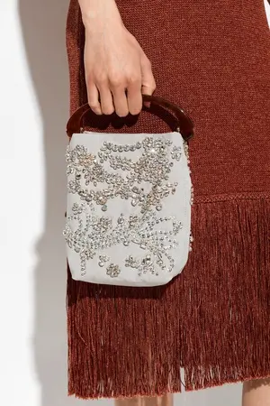 Dries Van Noten Embellished Shoulder Bag With Sculptural Handle