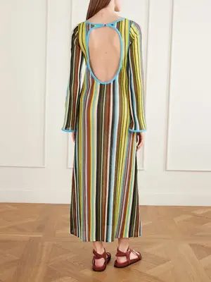 Staud Lorena Multicolor Striped Knit Dress With Open Back - Multi-color