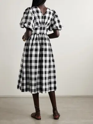 Sea Gingham Check Midi Dress