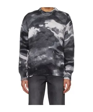 Amiri Distressed Camouflage Crew Neck Sweater