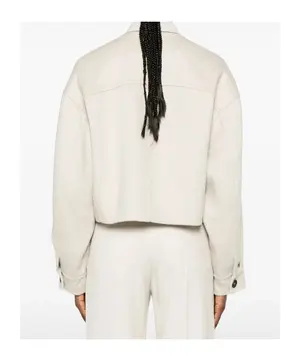 Brunello Cucinelli Long Sleeve Button-fastening Jacket - White