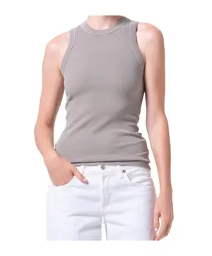 AGOLDE Leigh Ribbed Tank Top - Gray