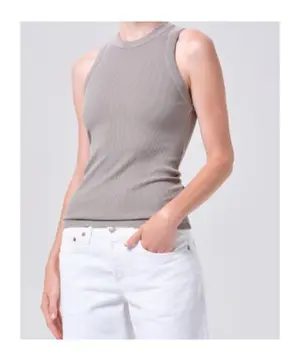 AGOLDE Leigh Ribbed Tank Top - Gray