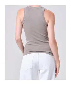 AGOLDE Leigh Ribbed Tank Top - Gray