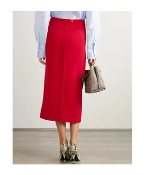 Carven Crepe Midi Skirt With Front Split