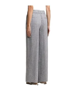 Peserico Elasticated Waist Wide Leg Trousers - Gray