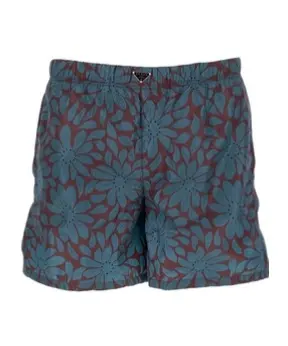 Prada Triangle-logo Mid-rise Swim Shorts - Blue