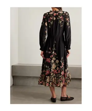 Sea Ruffled Floral Print Midi Dress