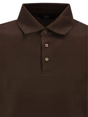 Herno Short-sleeved Knitted Polo Shirt - Brown