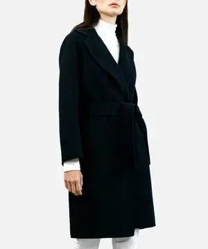 Max Mara Girdle Coat With Lapel And Waist Strap