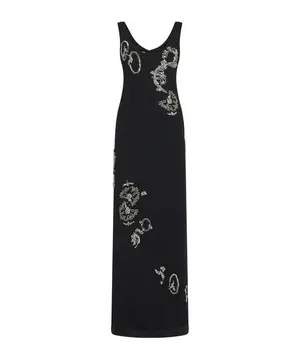 Dries Van Noten Embellished Sleeveless Maxi Dress - Black