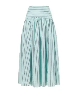 Staud Procida Pleated Midi Skirt