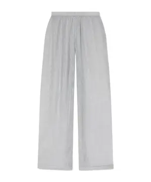 Staud Ali Metallic Knit Wide-leg Pants - Silver
