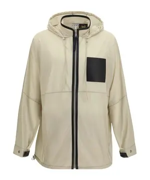 Loewe Technical Shell Zip-up Hooded Jacket - Beige/black