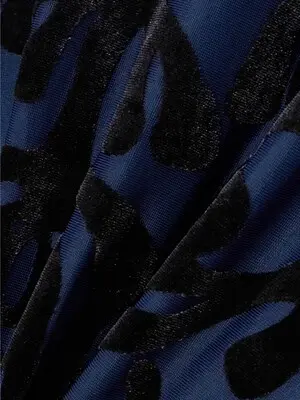 Sea Velvet Top With Abstract Floral Pattern