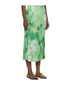 Issey Miyake Pleated Midi Skirt With Floral Print